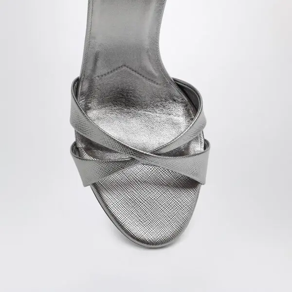 Prada Round Toe Stiletto Sandals With Adjustable Ankle Strap
