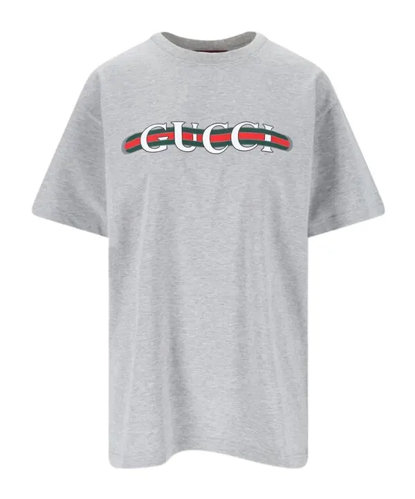 Gucci Logo Printed Jersey T-shirt - Grey