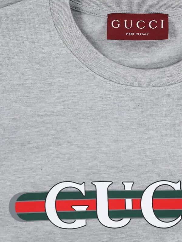 Gucci Logo Printed Jersey T-shirt - Grey