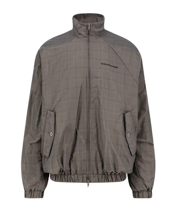 Balenciaga Checked Zip-up Jacket - Greyblue
