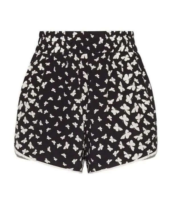 Red Valentino Butterfly Printed Silk Shorts