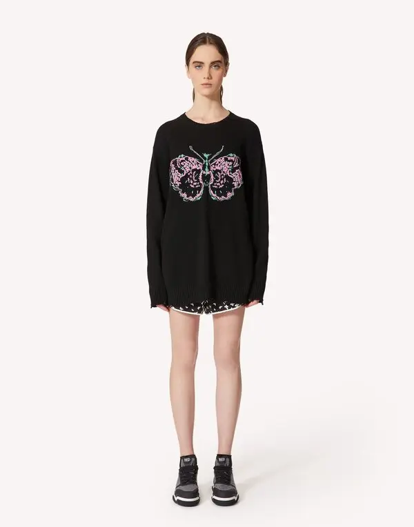 Red Valentino Butterfly Printed Silk Shorts