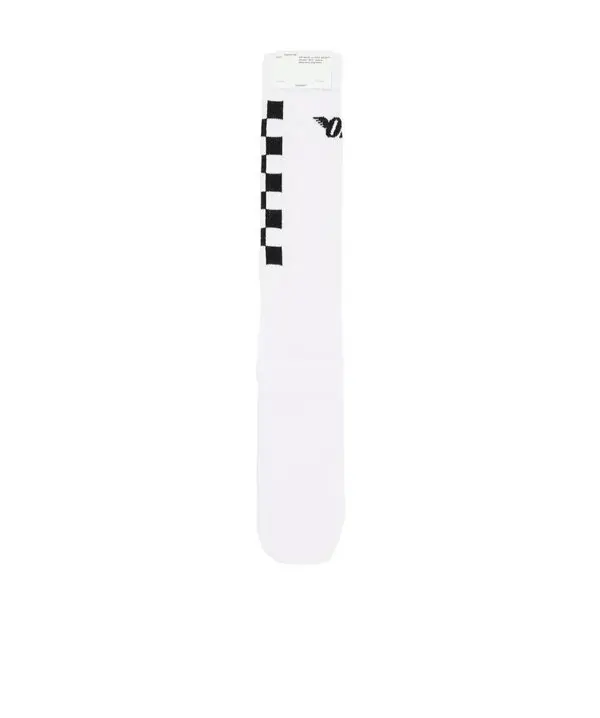 Off-White Checkered Crew Socks - White