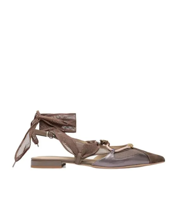 Pinko Bow Pointed Toe Slingback Pumps - Brown