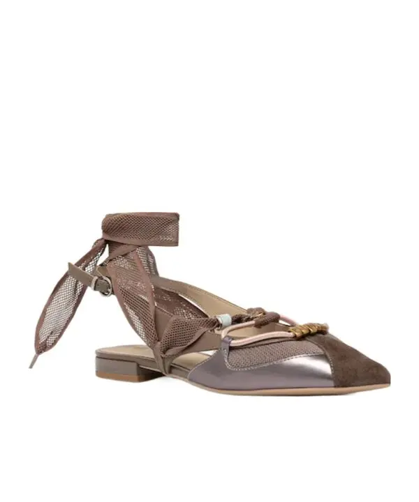 Pinko Bow Pointed Toe Slingback Pumps - Brown