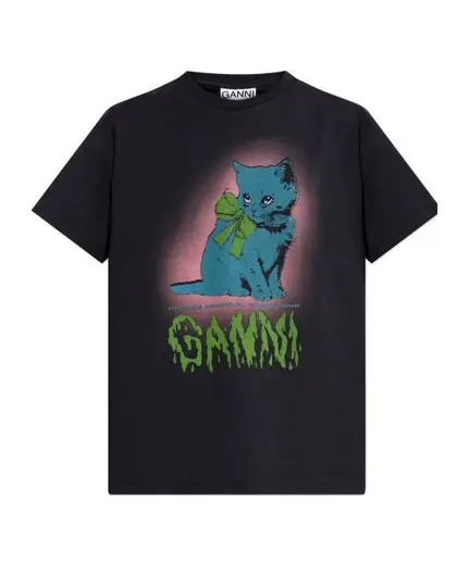 GANNI Short Sleeve Crewneck T-shirt
