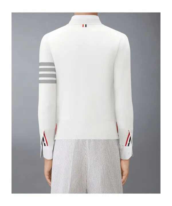 Thom Browne V-neck 4-bar Cardigan - White