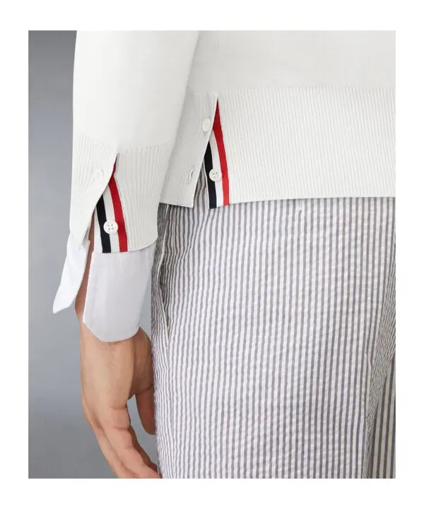 Thom Browne V-neck 4-bar Cardigan - White