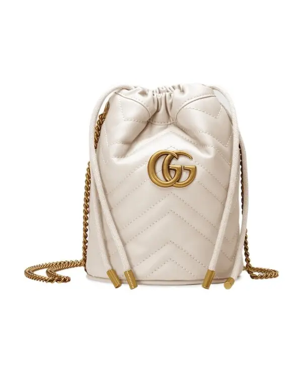 Gucci Gg Marmont Mini Quilted Bucket Bag - White