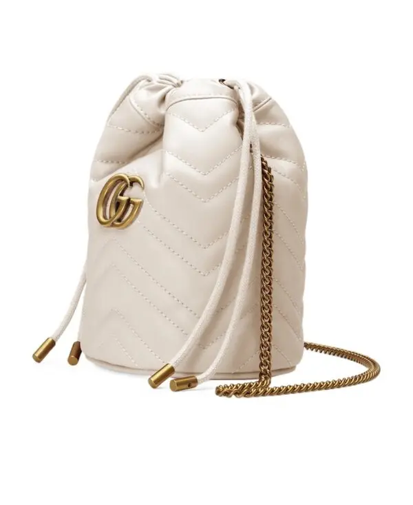 Gucci Gg Marmont Mini Quilted Bucket Bag - White