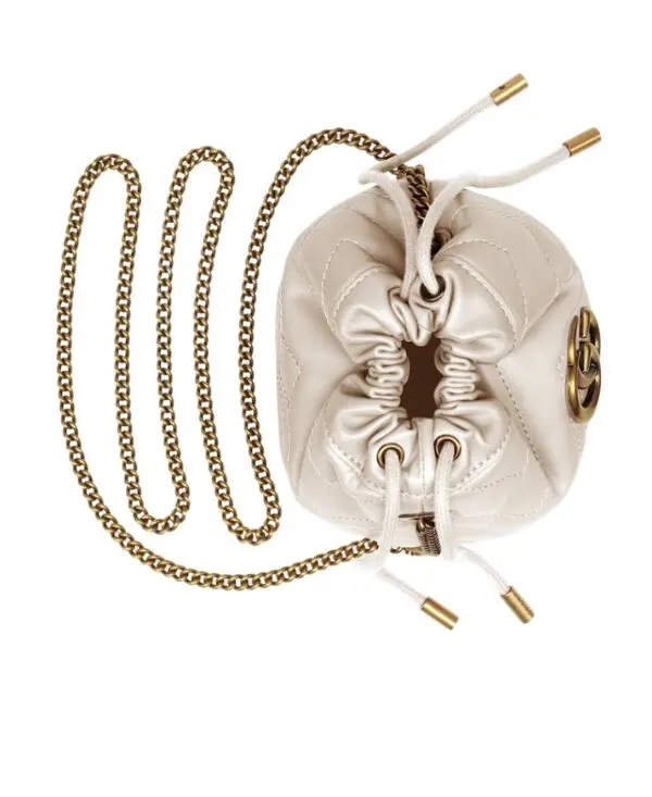 Gucci Gg Marmont Mini Quilted Bucket Bag - White