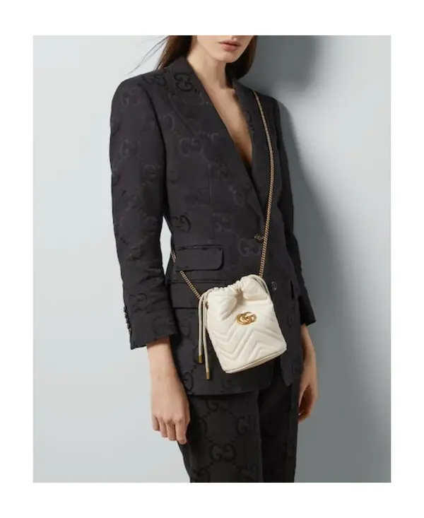 Gucci Gg Marmont Mini Quilted Bucket Bag - White