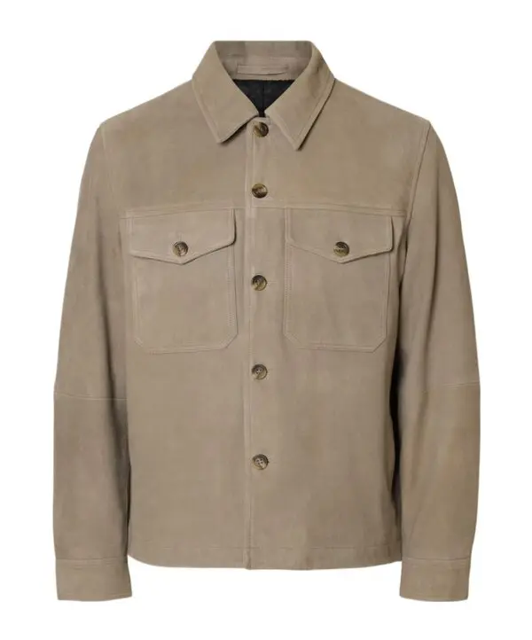 SELECTED Pockets Button Suede Jacket - Desert Taupe