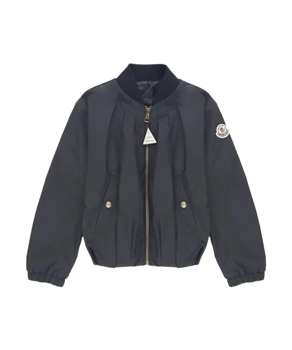 Moncler Logo Patch Zipped Bomber Jacket - Black