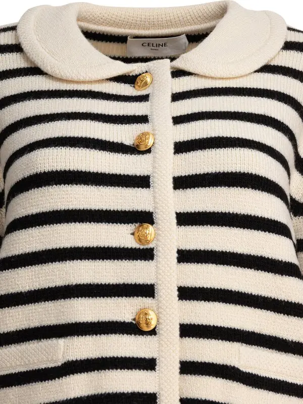 Celine Striped Wool Cardigan Jacket