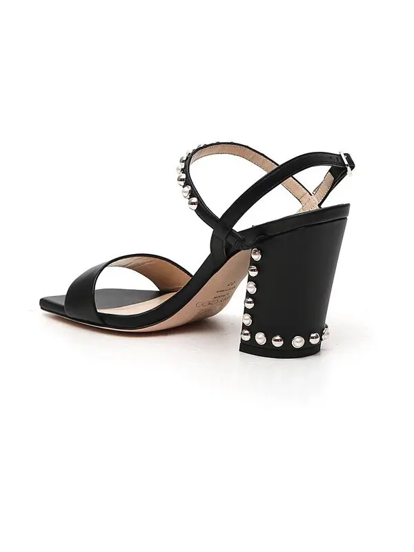 JIMMY CHOO Aadra85 Embellished Square Toe High Heel Sandals