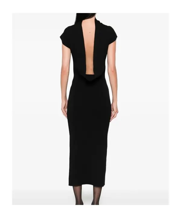 Alberta Ferretti Open Back High Neck Maxi Dress