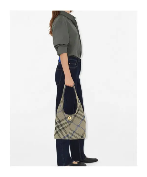 Burberry Check Knitted Shoulder Bag - Lichen