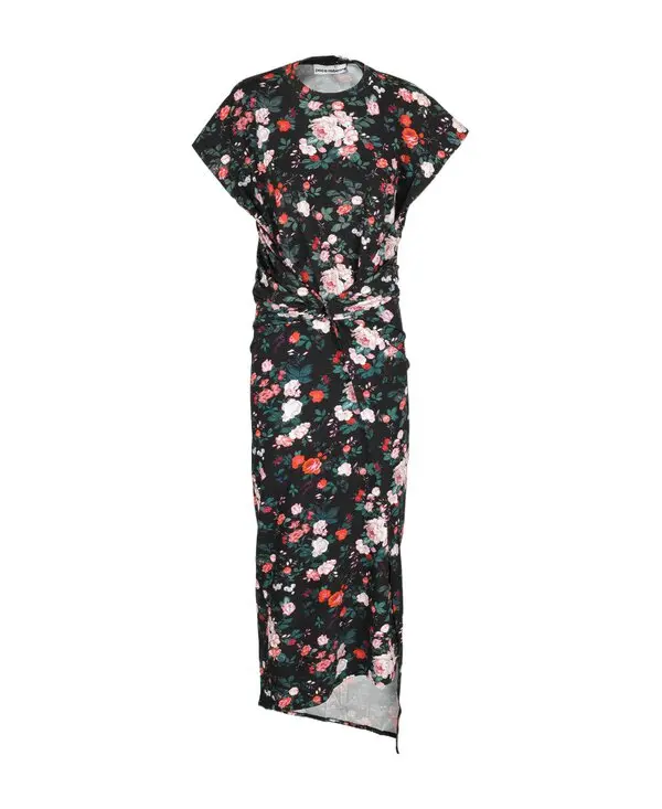 Rabanne Floral Print Asymmetrical Maxi Dress