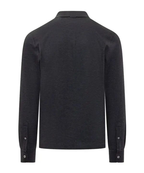 Zegna Buttoned Long-sleeved Polo Shirt - Black