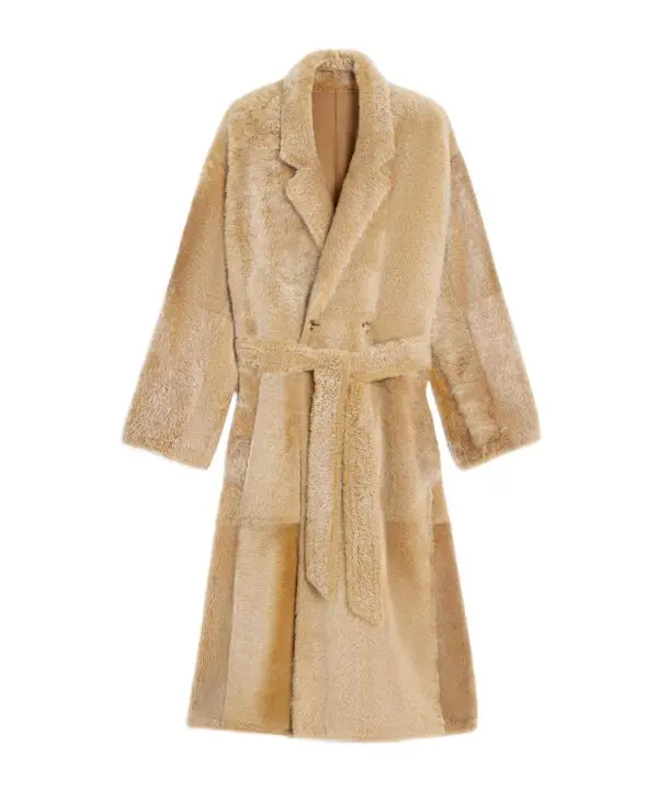 Celine Lamb Shearling Wrap Coat
