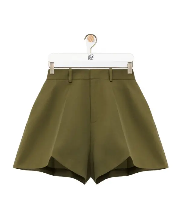 Loewe Trapeze Mid-waist Shorts - Khaki Green