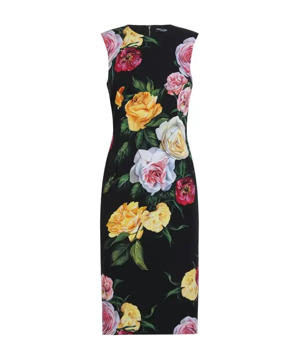 Dolce & Gabbana Floral Print Sleeveless Calf-length Dress - Multicolor