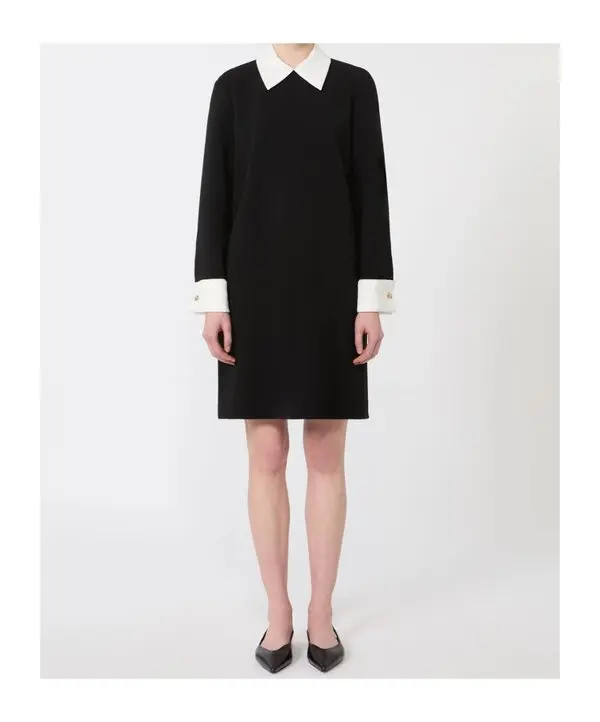 Max Mara Long-sleeved Dress With Jeweled Cufflinks
