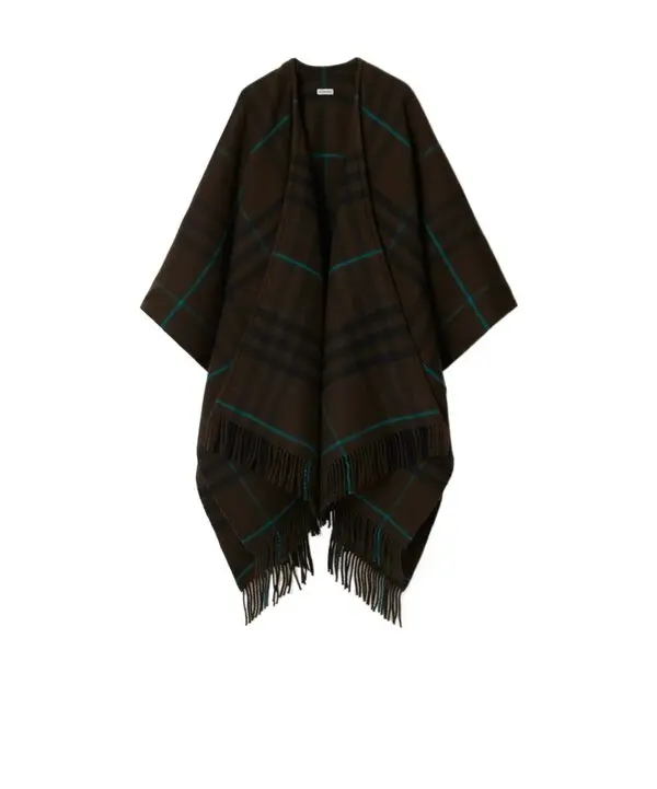 Burberry Checked Fringed Open-front Cape - Snug