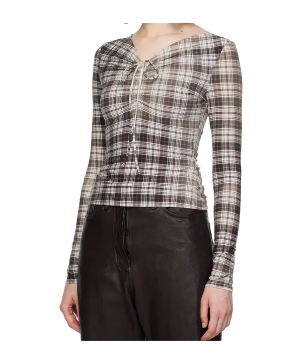 Acne Studios Check Patterned Ruched Top
