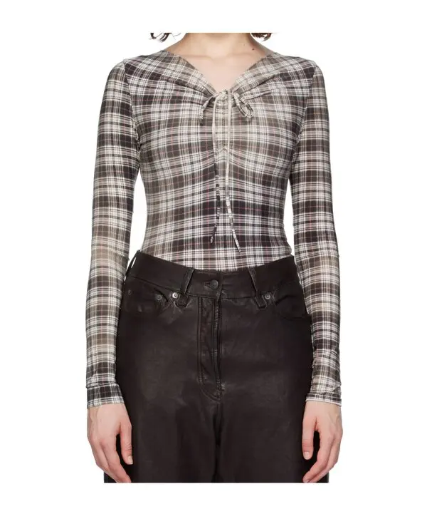 Acne Studios Check Patterned Ruched Top