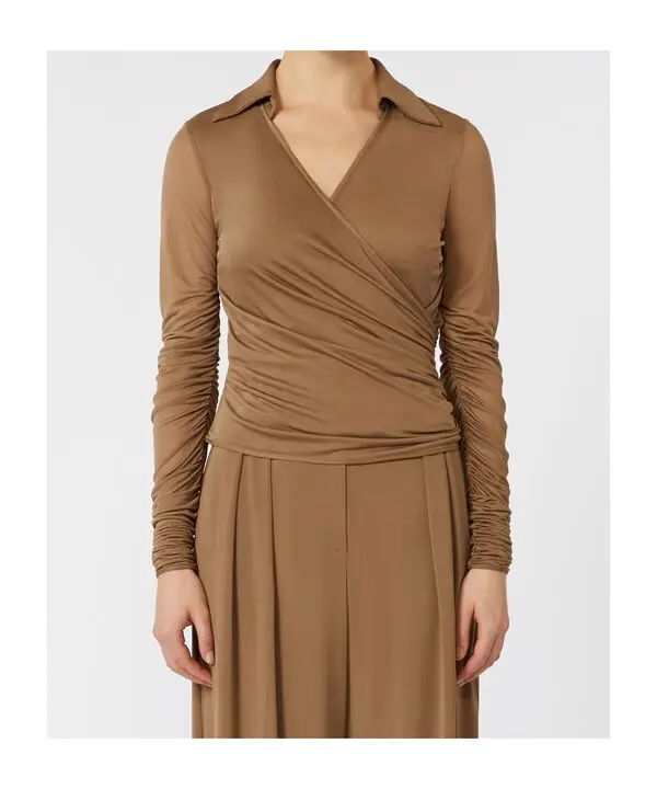 Max Mara Aiello Knitted Blouse With V-neck And Sheer Sleeves