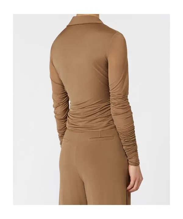 Max Mara Aiello Knitted Blouse With V-neck And Sheer Sleeves
