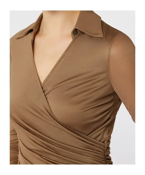 Max Mara Aiello Knitted Blouse With V-neck And Sheer Sleeves