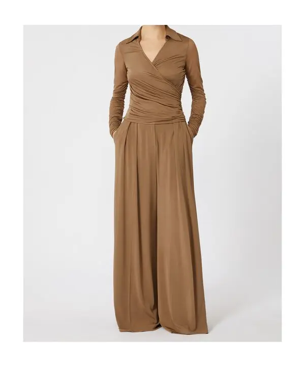 Max Mara Aiello Knitted Blouse With V-neck And Sheer Sleeves