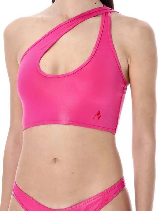 Attico High-shine Crossover-strap Bikini Set