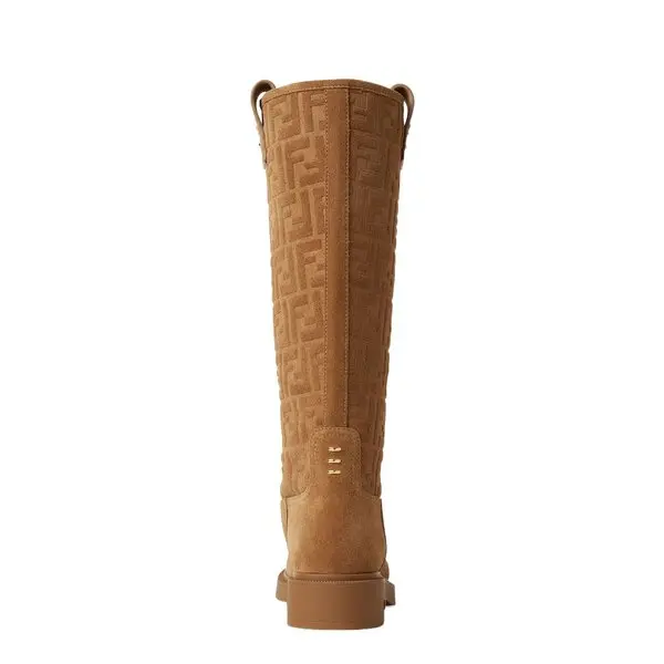 Fendi Knee High Boots With Ff Motif - Brown
