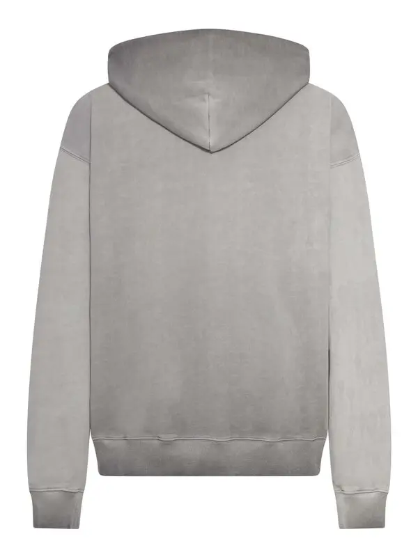 Off-White Logo Print Drawstring Hoodie - Gray