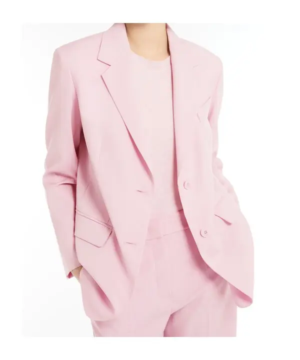 Max Mara Single-breasted Wool-blend Canvas Blazer - Pink