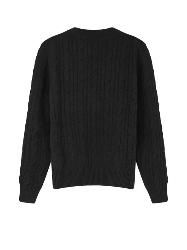 Dior Cable Knit Crewneck Sweater With Embroidery - Black