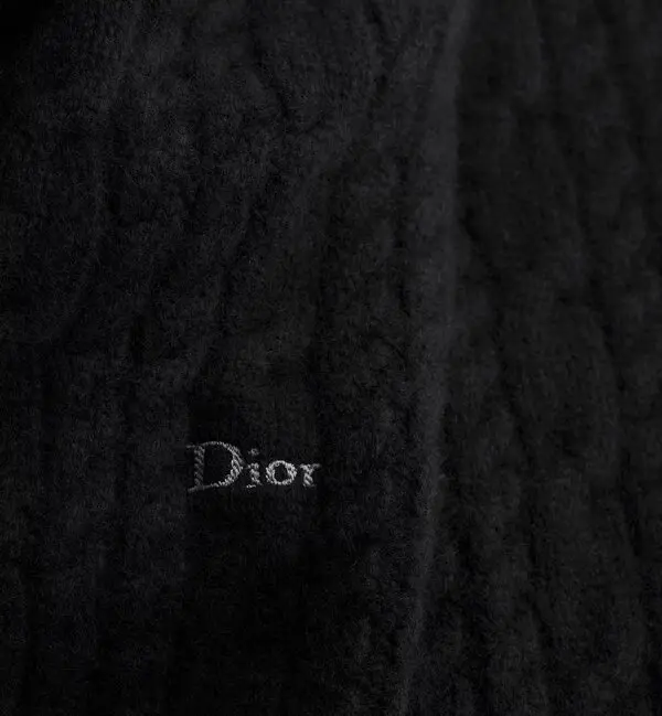 Dior Cable Knit Crewneck Sweater With Embroidery - Black
