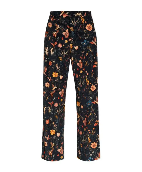 R13 Floral Velvet Trousers - Black