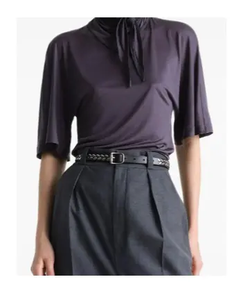 LEMAIRE Short Sleeved Scarf Detailed Blouse