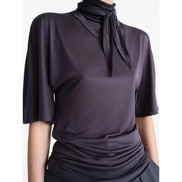 LEMAIRE Short Sleeved Scarf Detailed Blouse