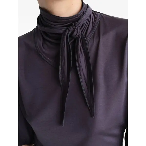 LEMAIRE Short Sleeved Scarf Detailed Blouse