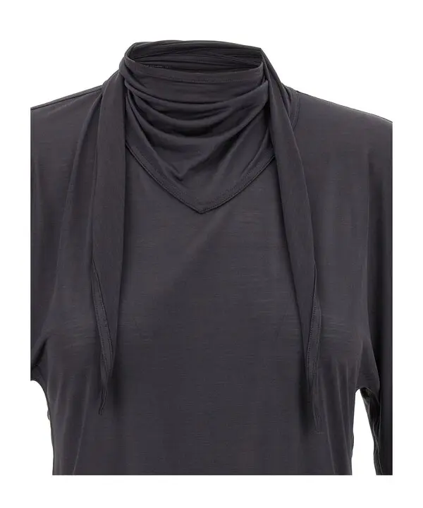 LEMAIRE Short Sleeved Scarf Detailed Blouse