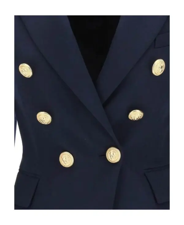 Balmain Double Breasted Wool Blazer - Black