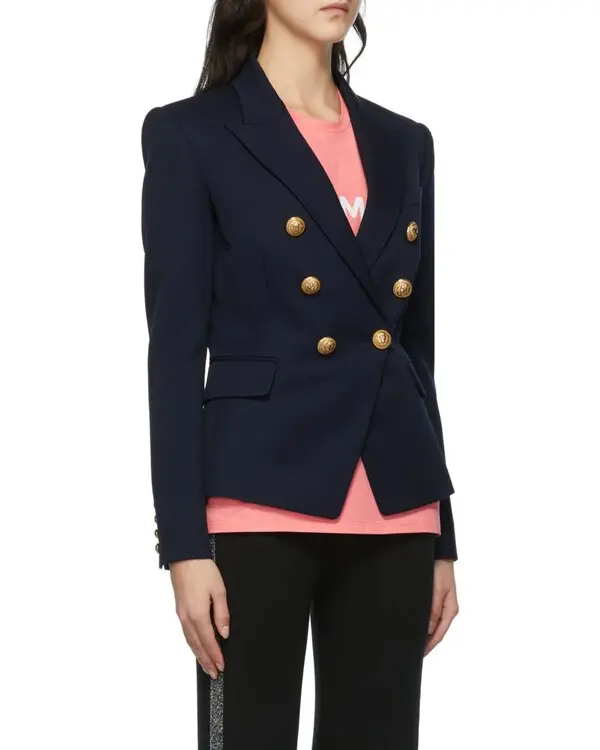Balmain Double Breasted Wool Blazer - Black