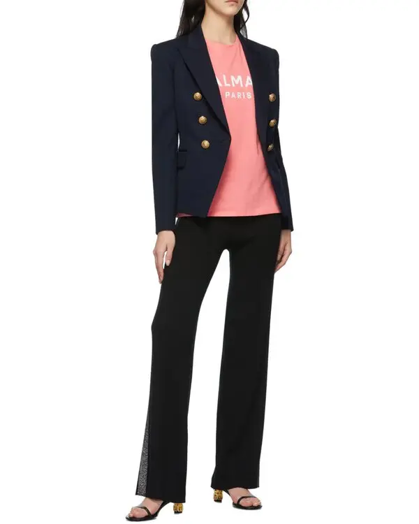 Balmain Double Breasted Wool Blazer - Black