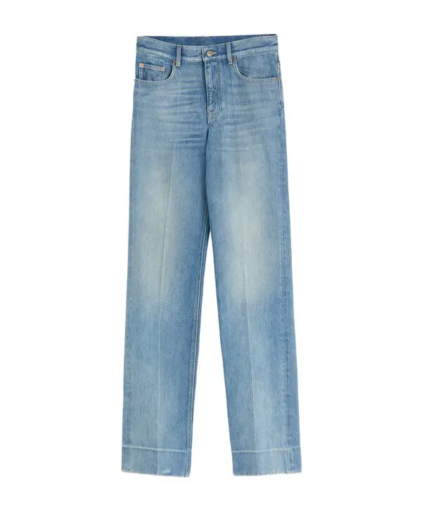 Valentino Garavani Logo Patch Straight Leg Jeans